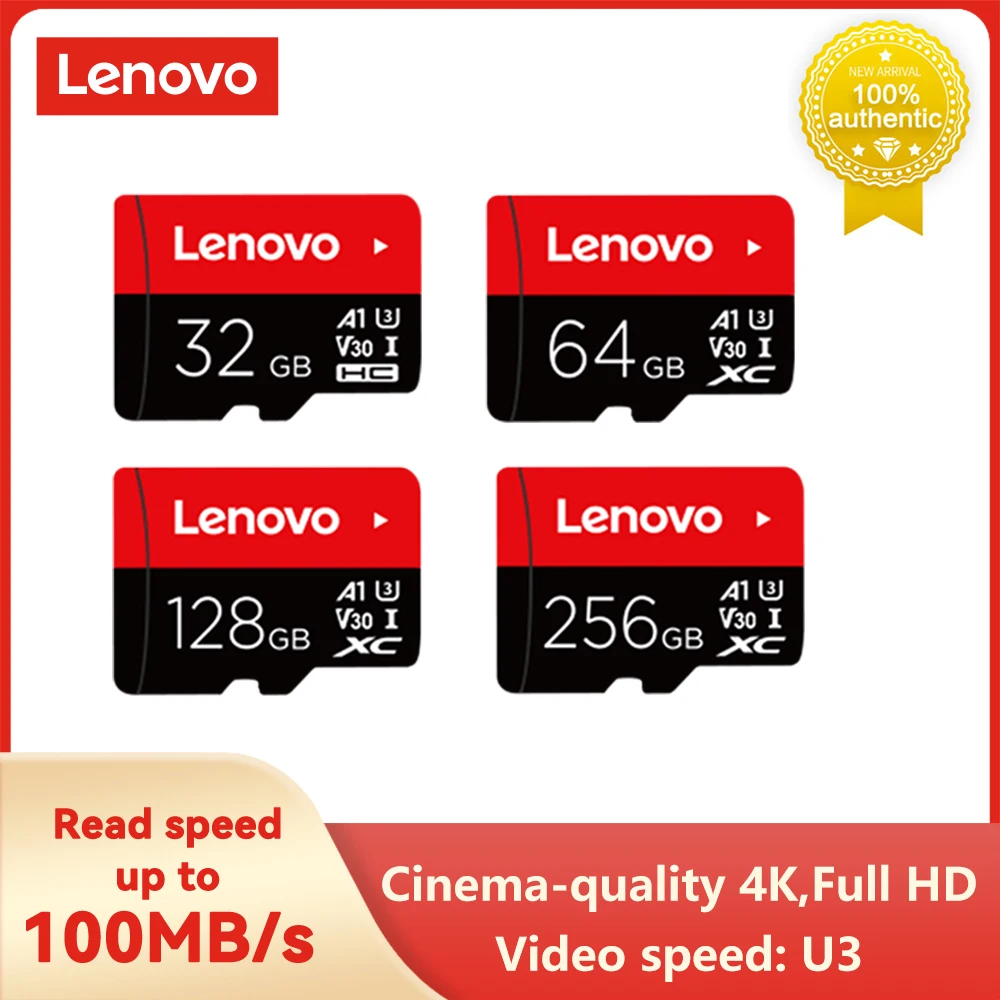 Lenovo-tarjeta-de-memoria-TF-de-256GB-128GB-64GB-32GB-U3-V30-4K-Full-HD ...