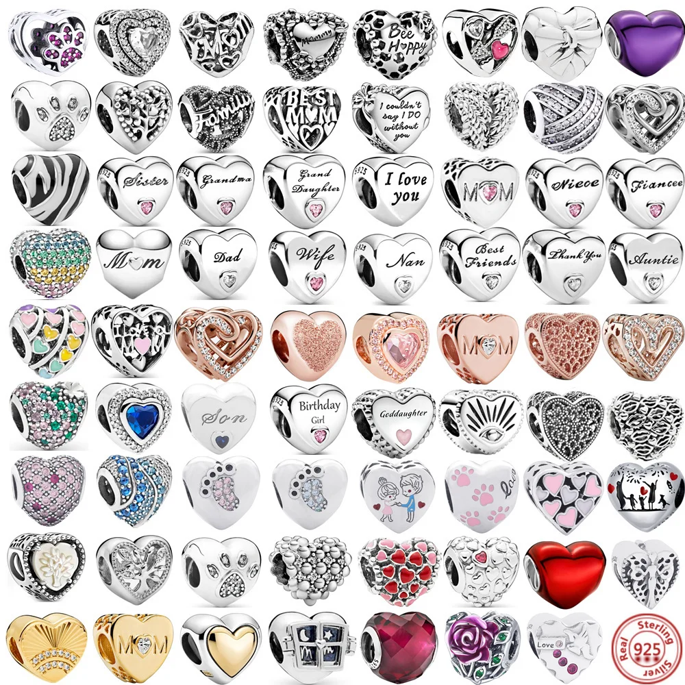 925-Sterling-Silver-Angel-Mom-Family-Heart-Series-Shine-Beads-Fit-Original-Pandora-Charms ...