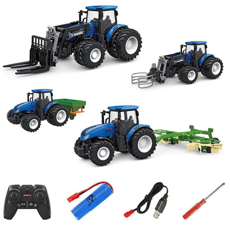 1-16-RC-Car-Remote-Control-Farm-Tractors-Agricultural-Trailer-LED-27MHZ ...
