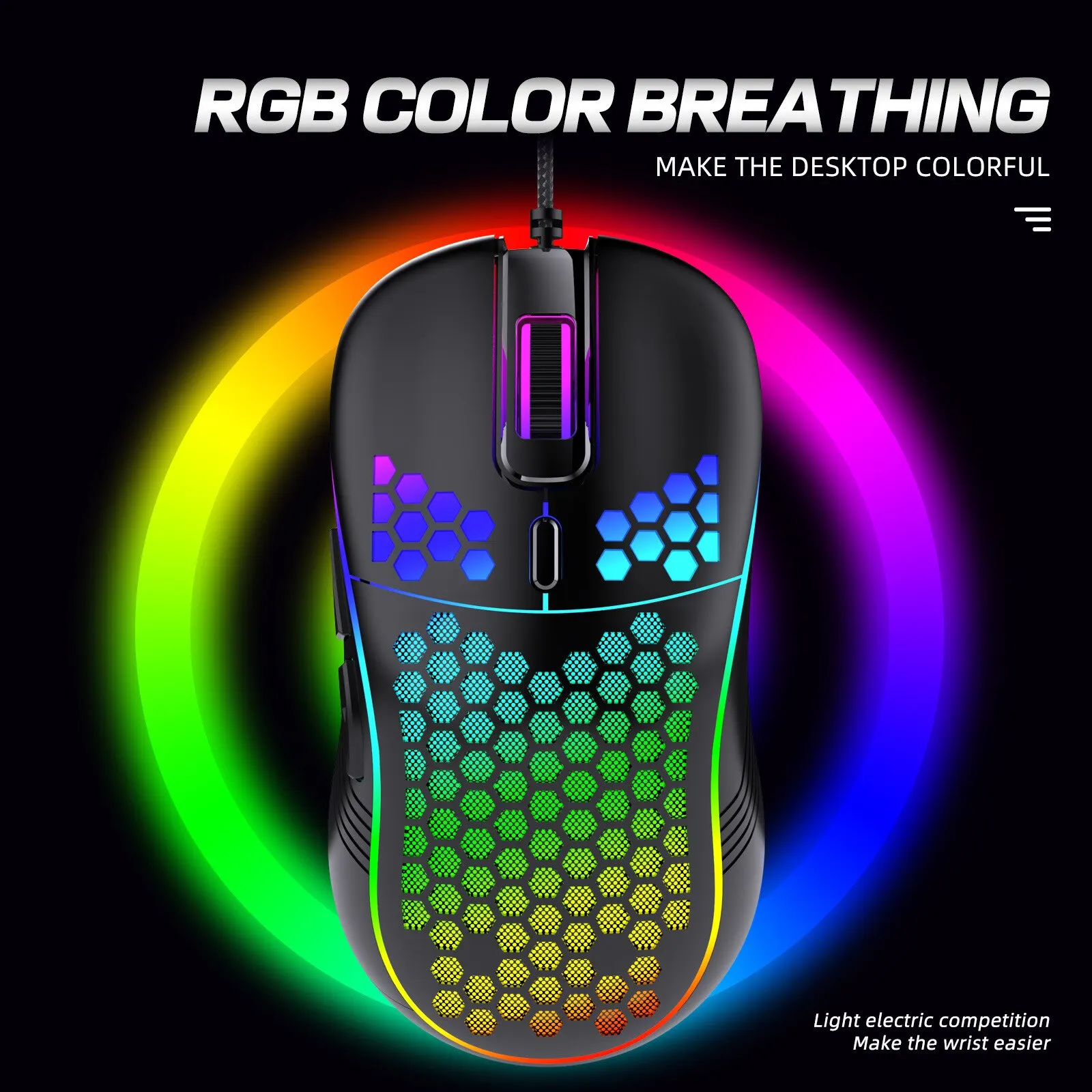 D4-USB-Wired-RGB-Light-Honeycomb-Gaming-Mouse-Desktop-PC-Computers ...