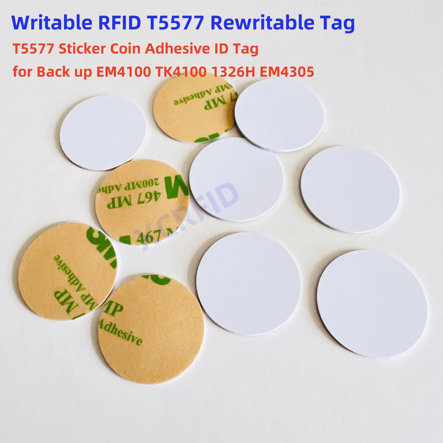 Writable RFID 125khz Rewritable T5577 Sticker Coin Adhesive Back Dia ...