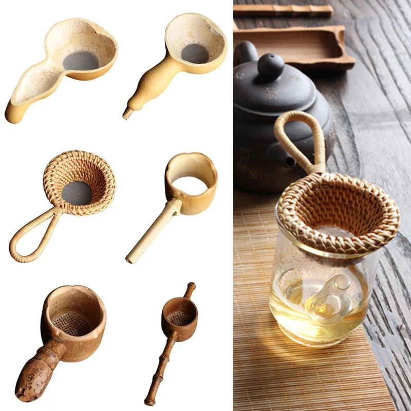 Natural-Bamboo-Tea-Strainer-Infuser-Filter-Tools-Sieve-Rattan-Gourd ...