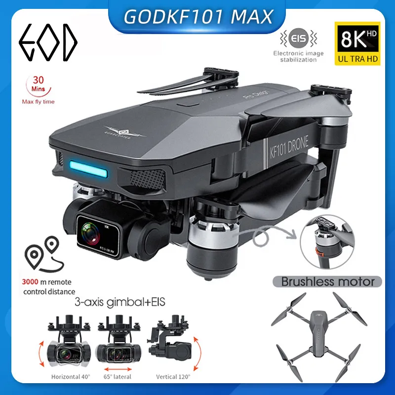 New KF101 Max GPS Drone 4K Professional 8K HD EIS Camera 3-Axis Gimbal Brushless Motor RC ...
