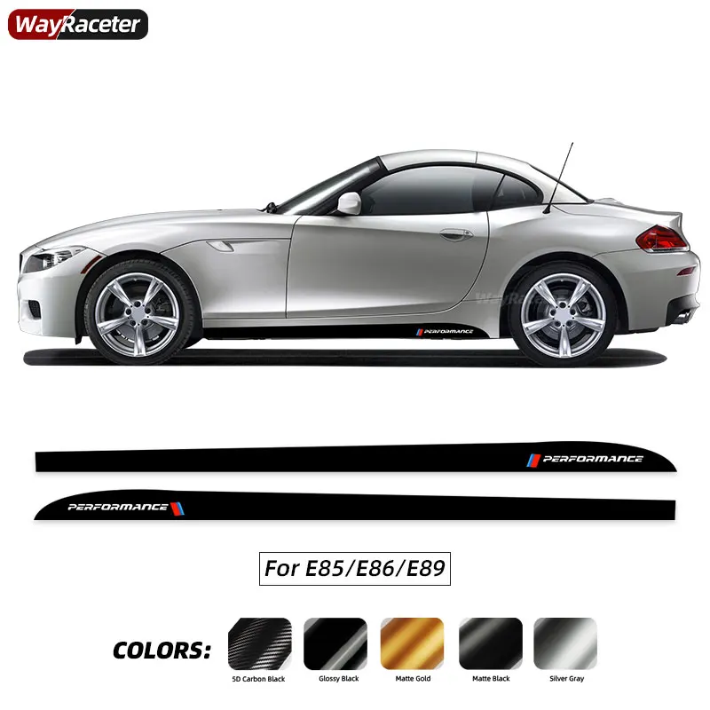 2-Pcs-M-Performance-Decal-Carbon-Fiber-Vinyl-Door-Side-Stripe-Skirt ...