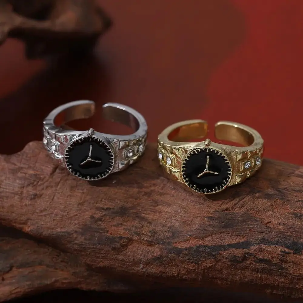 Creative Alloy Watch Shape Rings Vintage Punk Watch Finger Ring Jewelry ...
