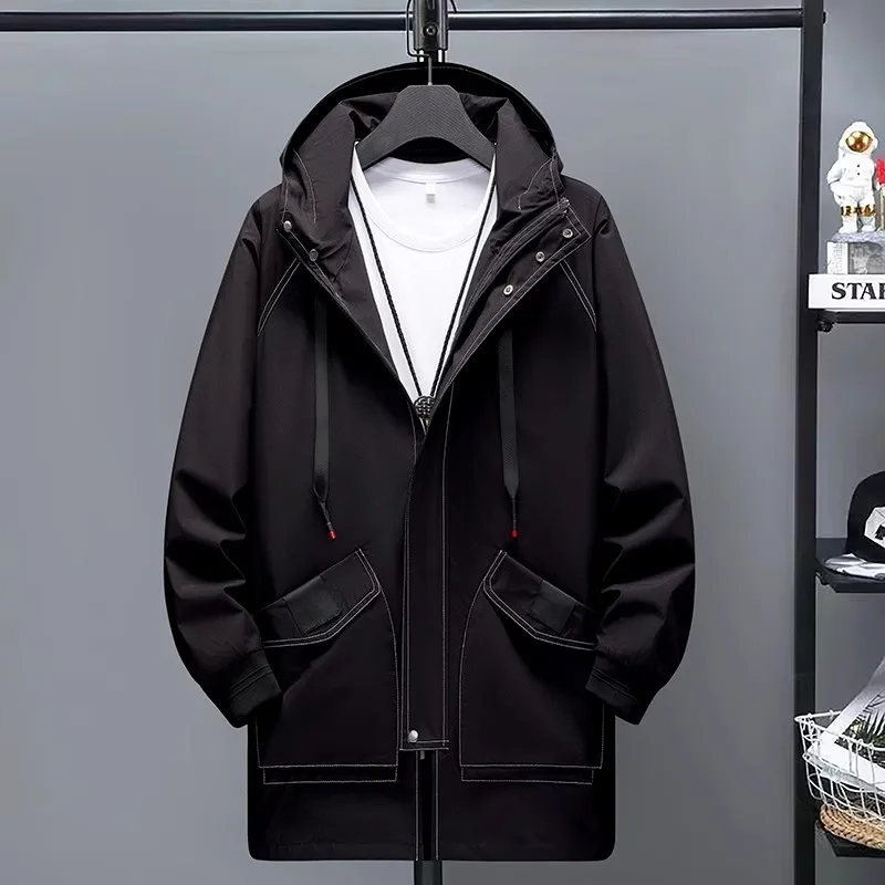 2024 new style autumn fashion long Style coat hooded men trench coat ...