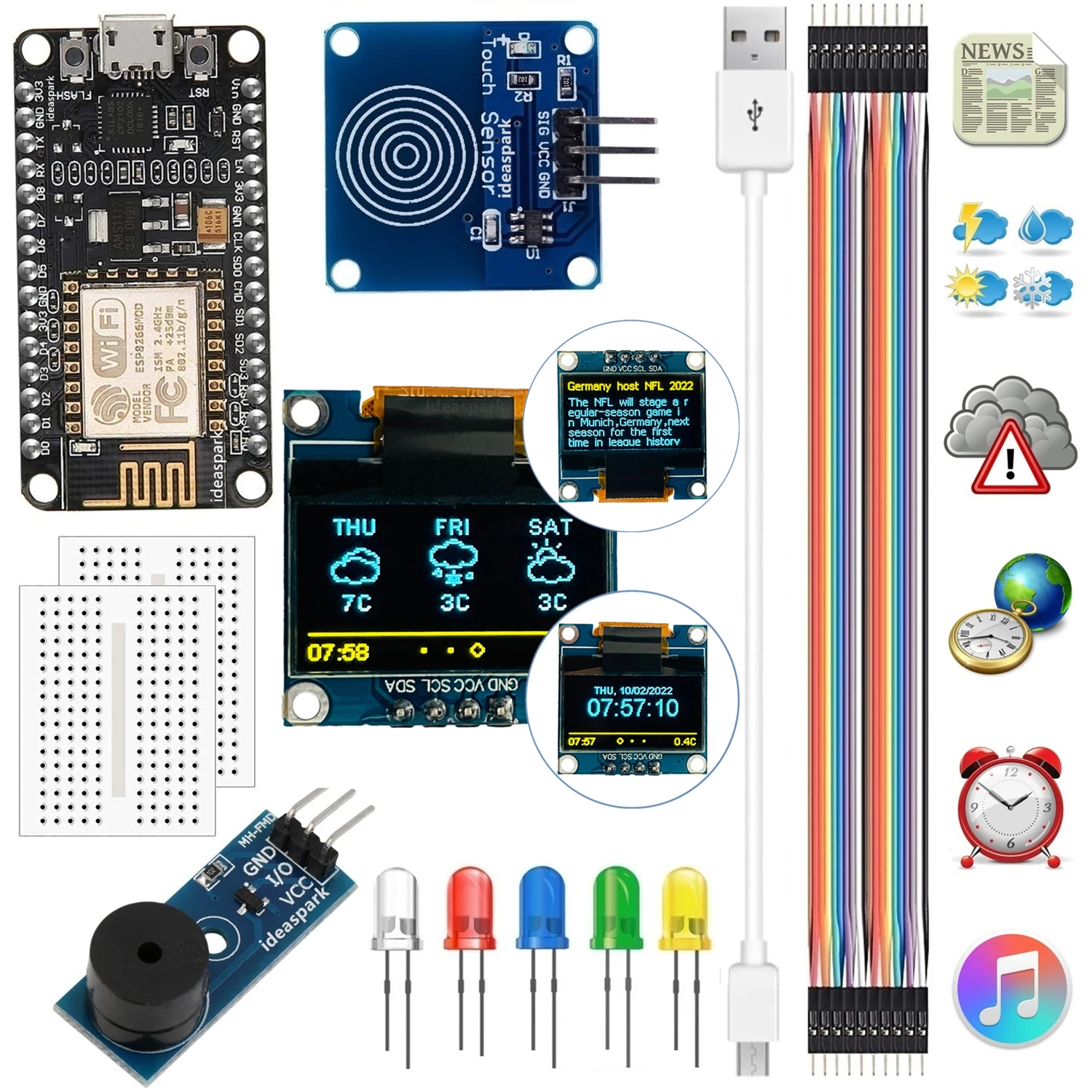 Esp8266 Oled Weather Station | Esp8266 Weather Station Kit | Network ...