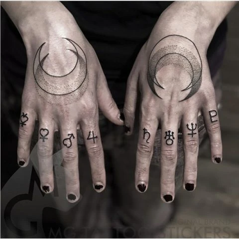 Crescent Moon Finger Tattoo