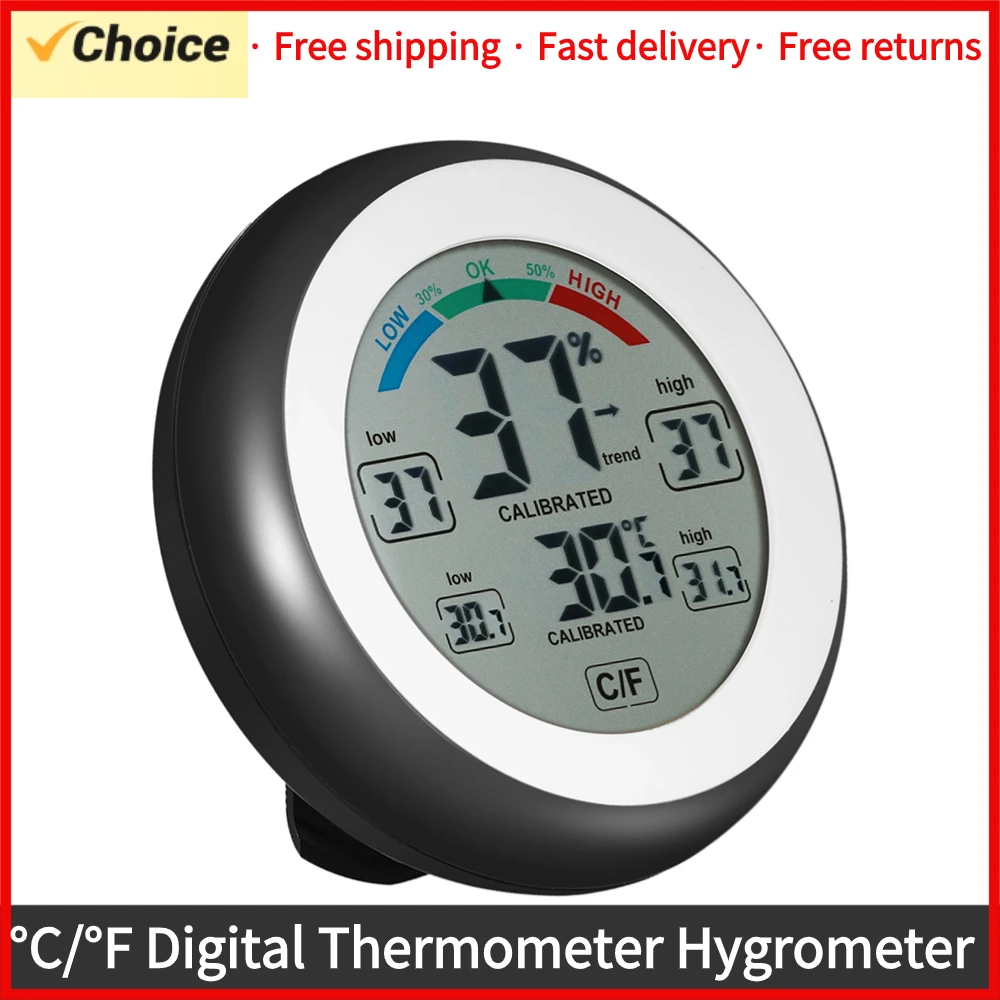 Digital-Thermometer-Hygrometer-Temperature-Humidity-Meter-C-F-Max-Min ...