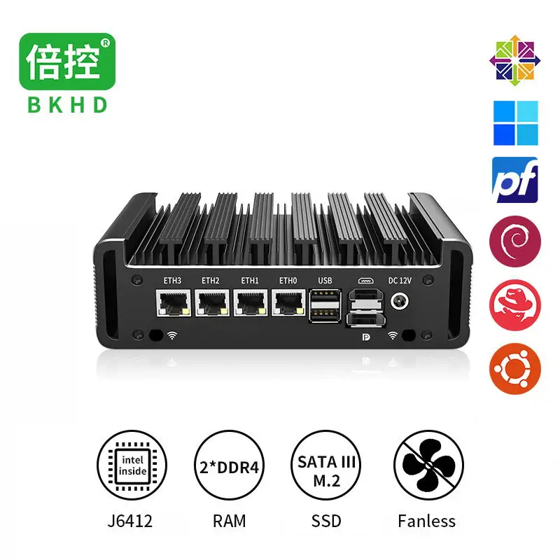 Gf2023 New Product Celeron J6412 Fanless 2.5g Soft Router 4 Ports ...
