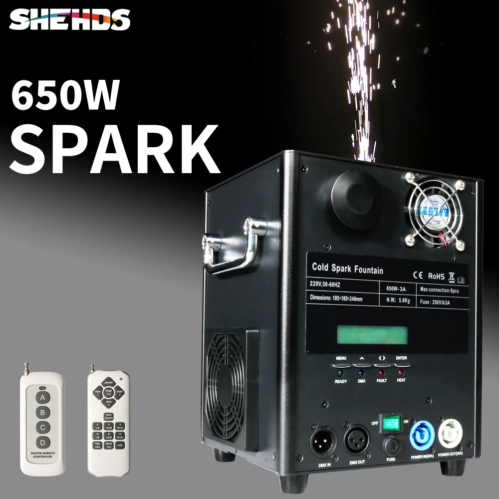 SHEHDS-650W-High-Quality-Spark-Machine-With-Flight-Case-Flame-Fountain ...