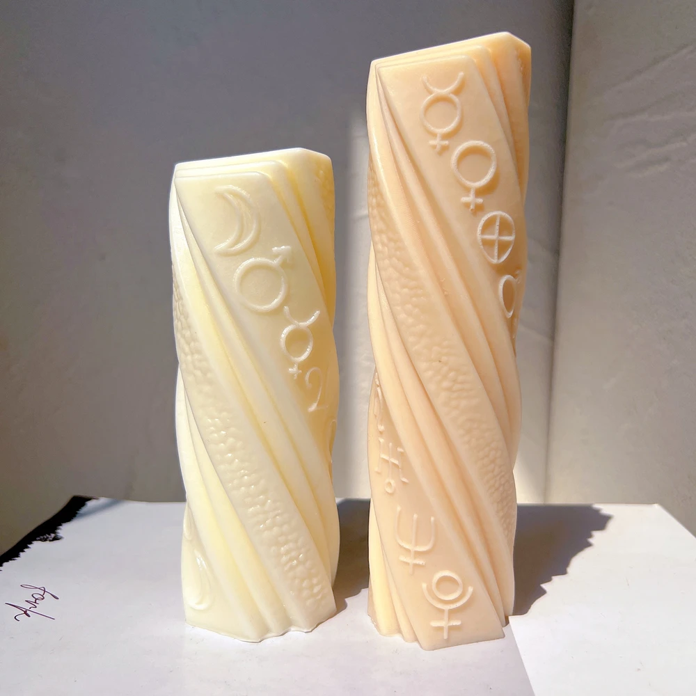 Two Sizes Astrology Pillar Candle Mold Geometric Wave Swirl Stripe ...