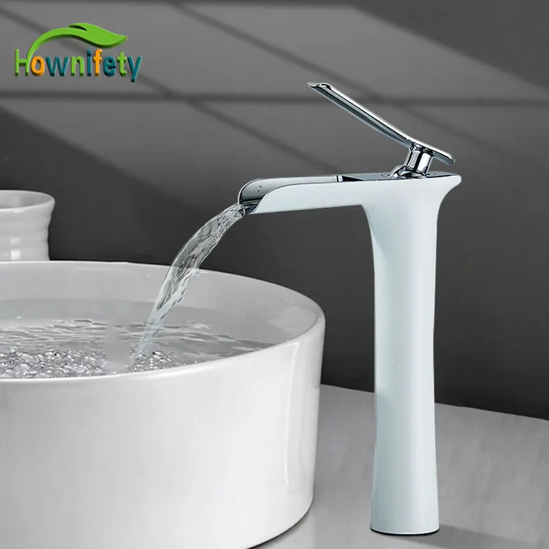 White-Chrome-Bathroom-Basin-Faucet-Cold-Hot-Water-Mixer-Crane-Tap-Deck ...