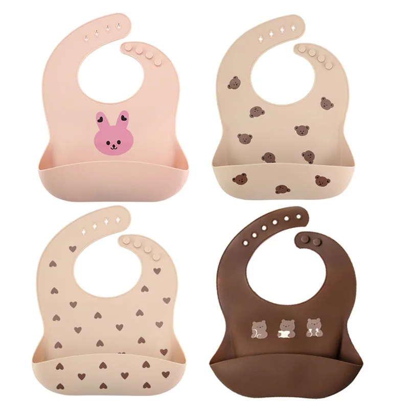 Waterproof Soft Baby Silicone Bibs Cute Cartoon Printed Kids Girl Boy ...