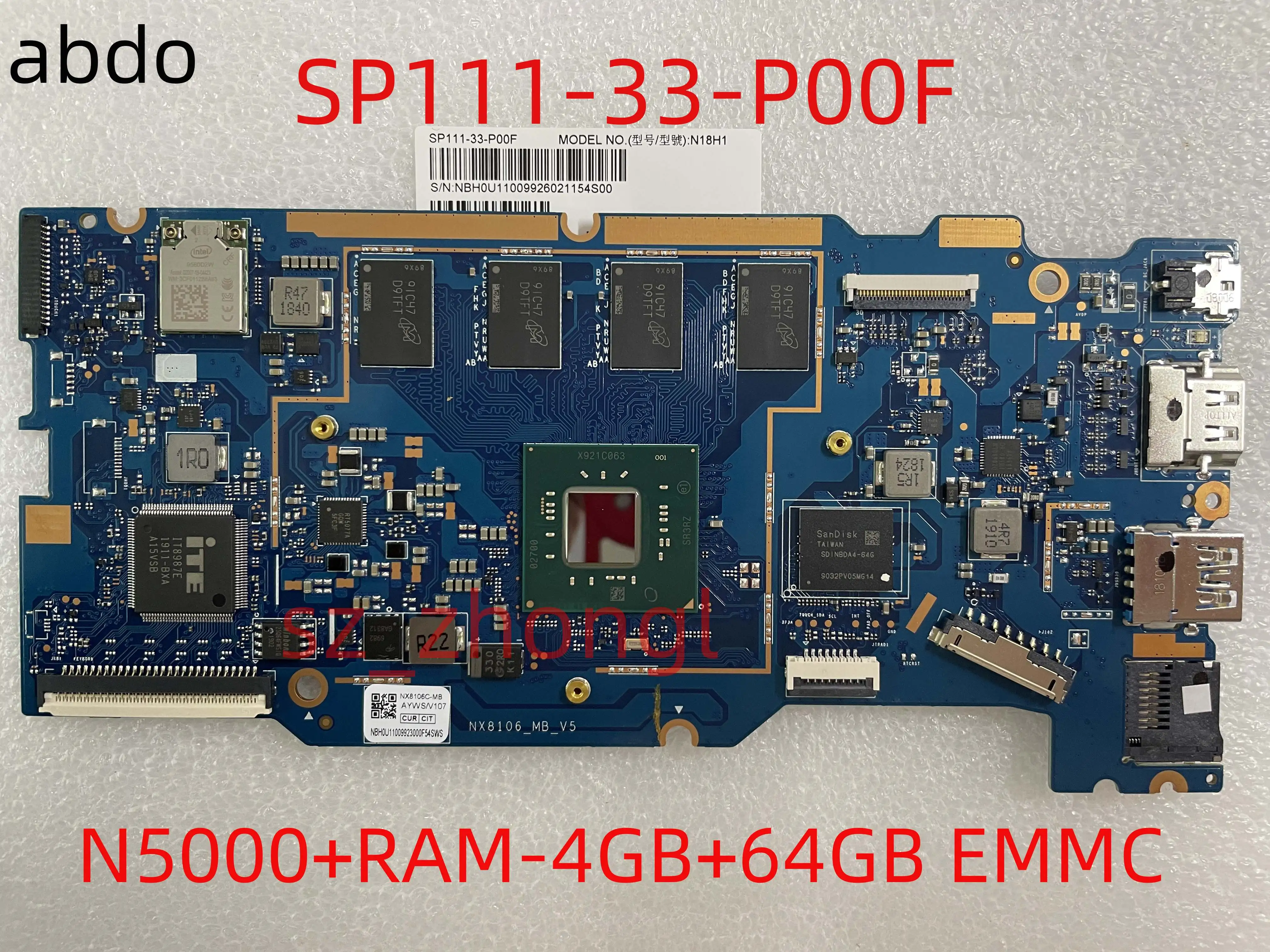 NX8106-MB-V4-V5-For-acer-SP111-33-motherboard-INTEL-N5000-4GB-EMMC64GB ...