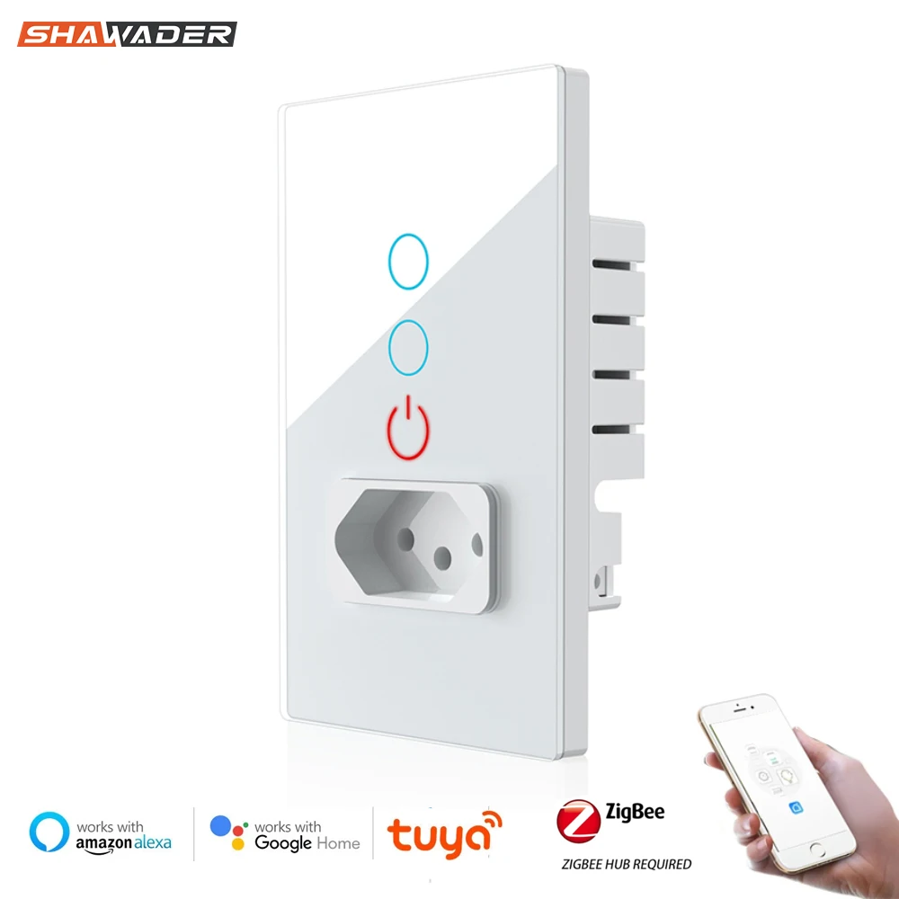 Shawader Zigbee Inteligente Tuya Brasil Light Switch Wall Socket Plug ...