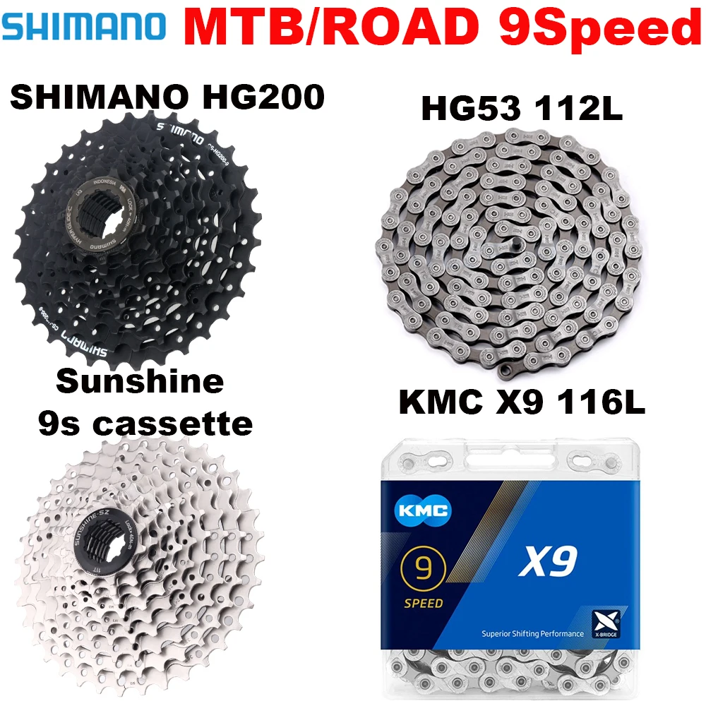 Shimano-K7-9Speed-Freewheel-and-Chain-Groupset-H200-Sunshine-23-25-28 ...