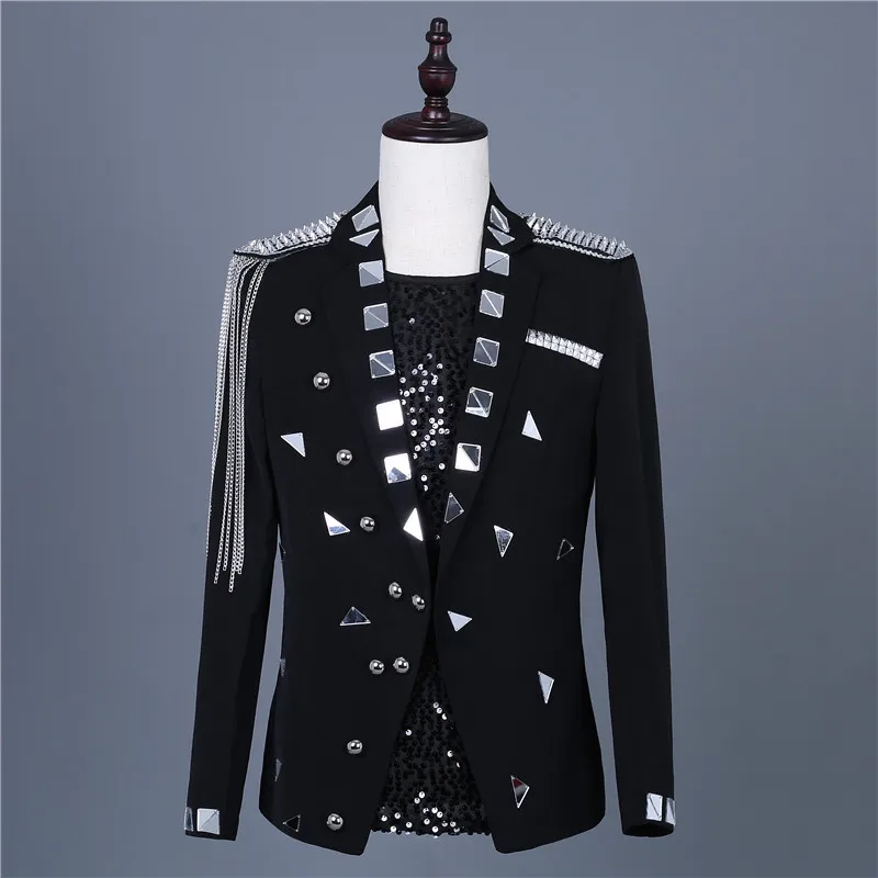 Shiny Men Suit&blazer One Piece Luxury Crystal Beading Formal Casual ...