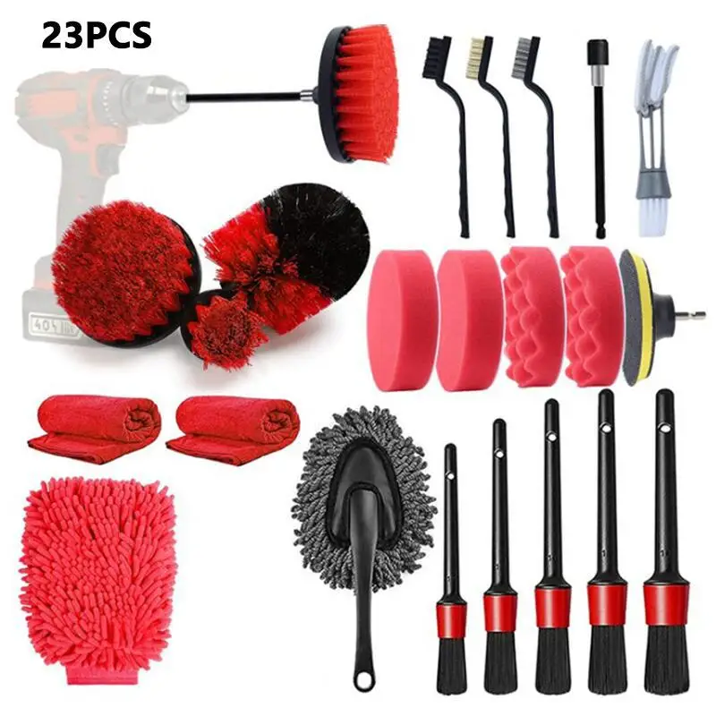 23PCS-Cleaning-Tool-Extension-Rod-Microfiber-Gloves-Rag-Sponge ...