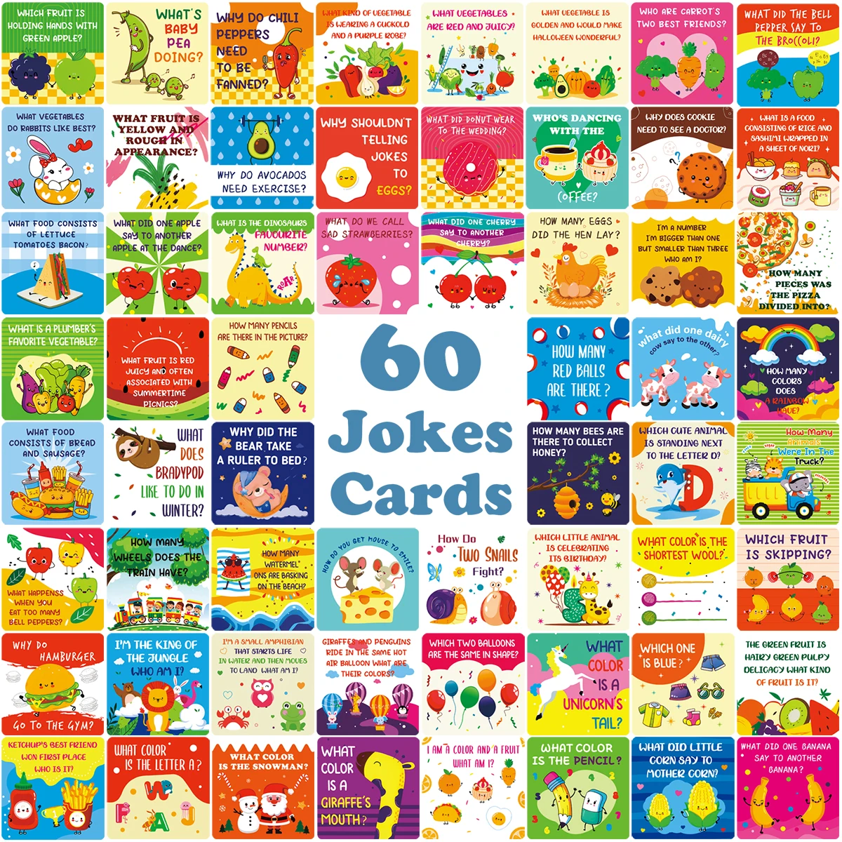 60PCS/Pack Lunchbox Two-sided Cartoon Joke Cards Teenager School ...