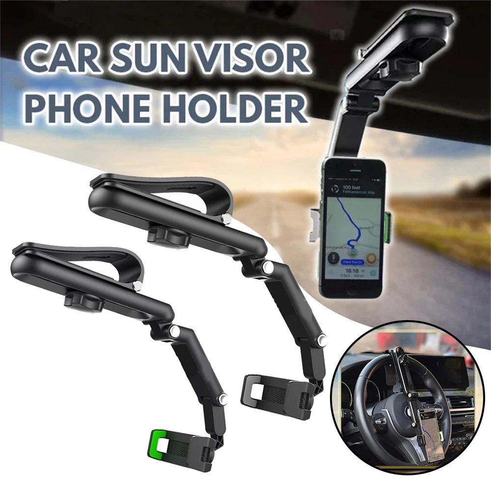Universal-Adjustable-Arm-Car-Sun-Visor-Phone-Holder-All-Angle-Rotation ...
