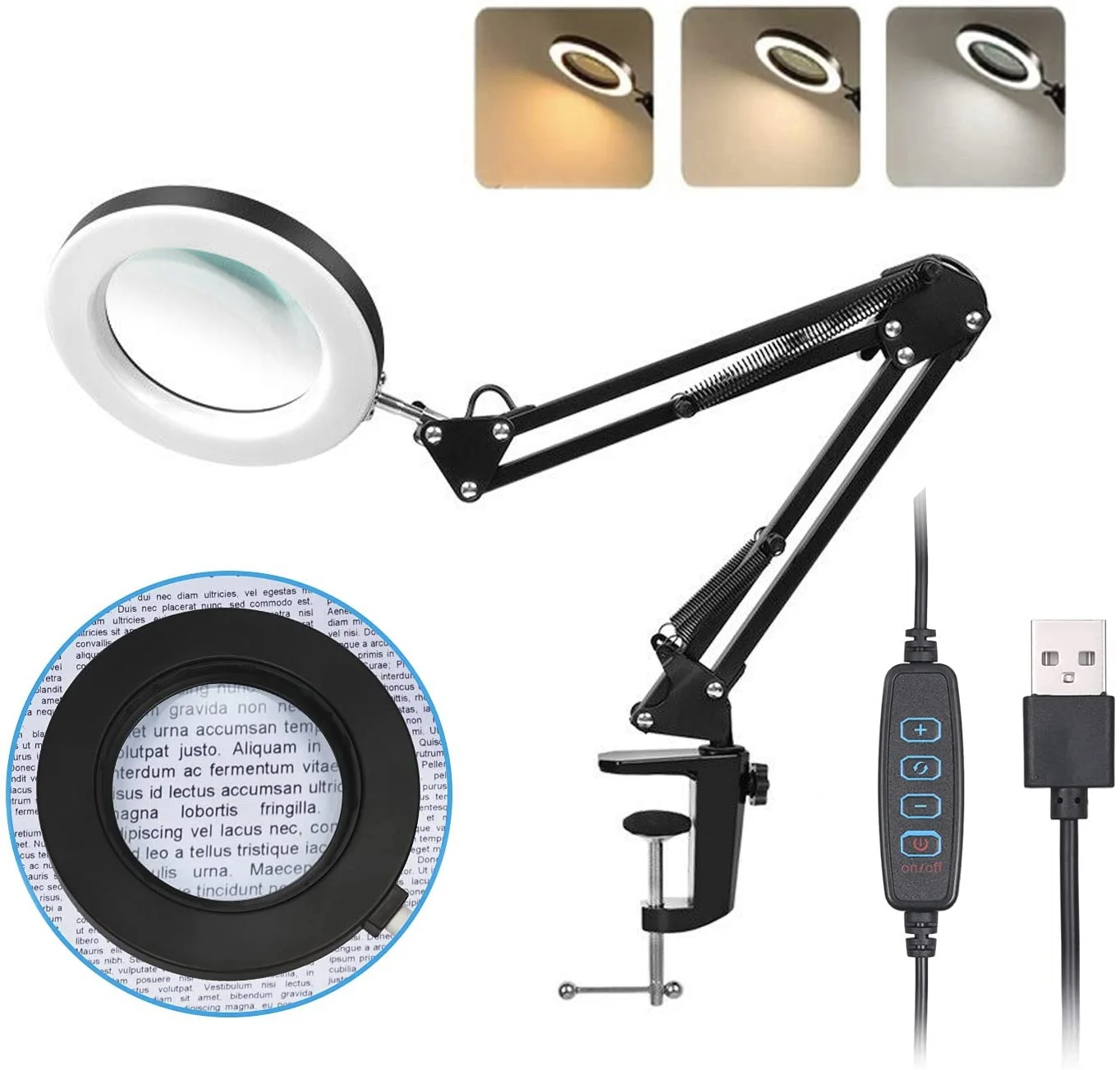 Foldable-LED-Professional-5X-Magnifying-Glass-Desk-Lamp-Magnifier-LED ...