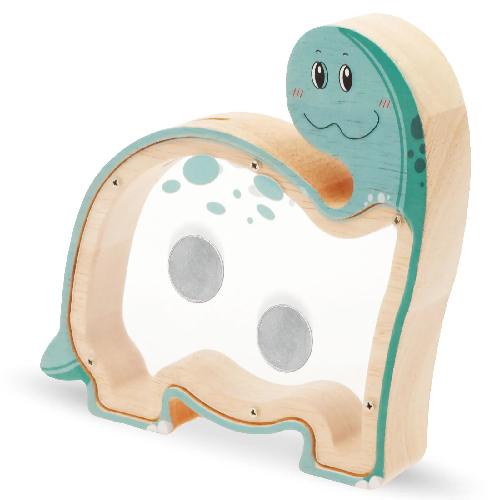 Wood Dinosaur Shape Money Box Piggy Banks Kids Coin Storage Case ...
