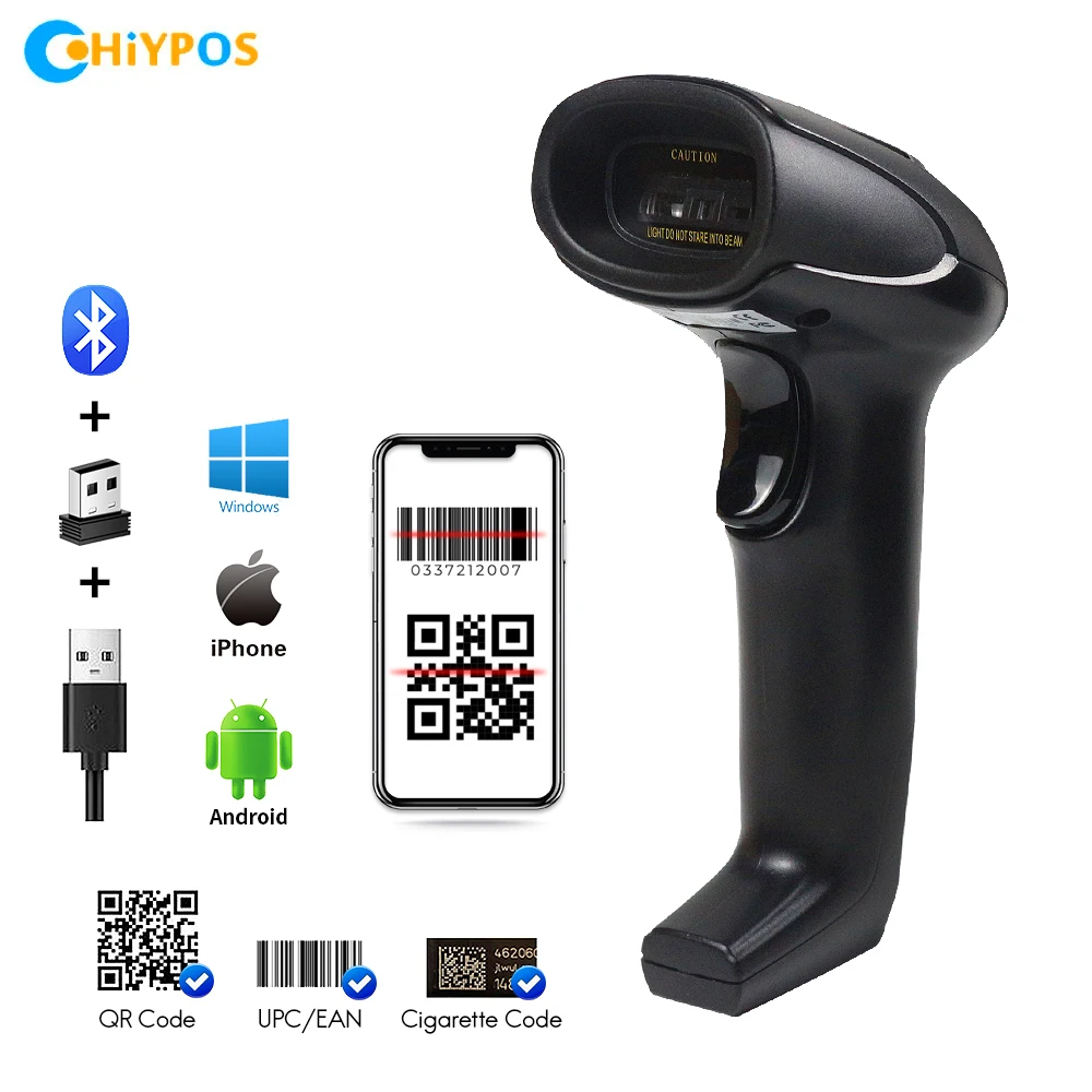 NEW-Barcode-Scanner-1D-2D-Data-Matrix-Bar-Code-Scanner-Wired-Wireless ...