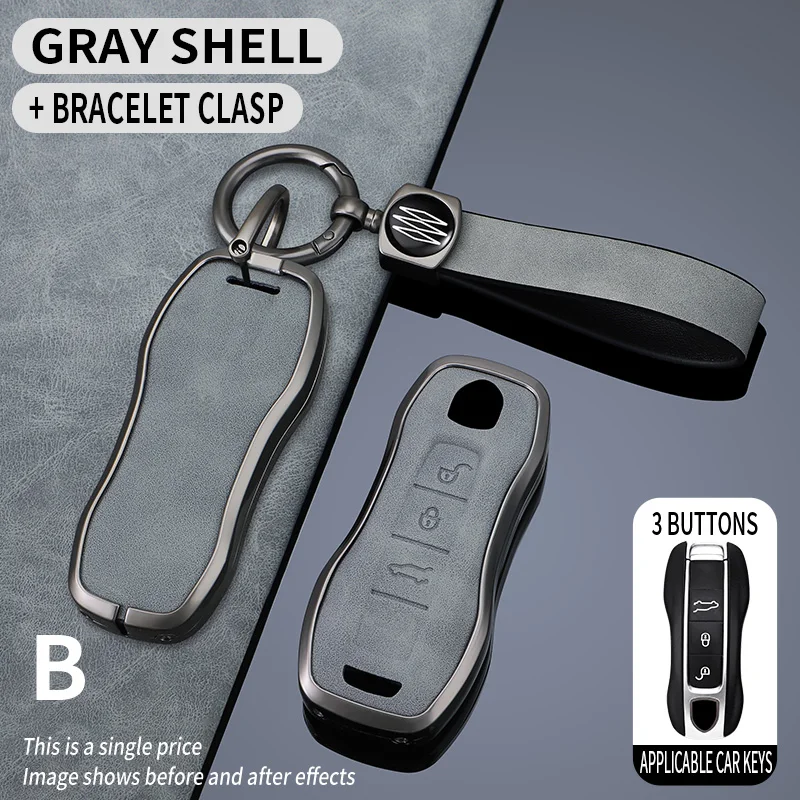 Leather-Zinc-Alloy-Car-Key-Case-Cover-for-Porsche-New-Cayenne-Panamera ...