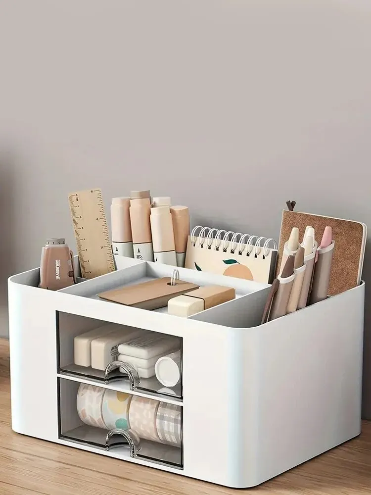 1PC Pen Organizer With 2 Drawer Multi-Functional Pencil Holder For Desk ...