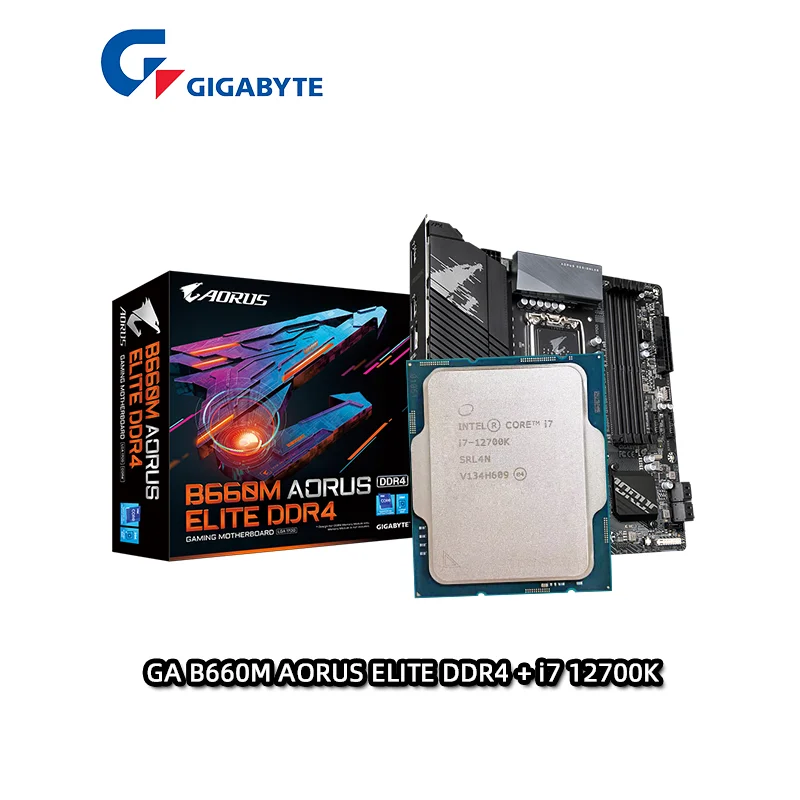 Intel i7 12700K CPU + GIGABYTE GA B660M AORUS ELITE DDR4 Motherboard Suit B660 Socket LGA 1700 ...