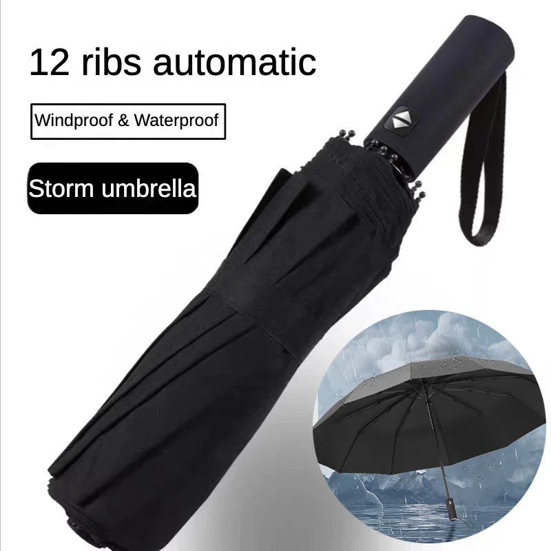 Folding Umbrella Automatic 12 Rib | Windproof Folding Umbrella - 12 ...