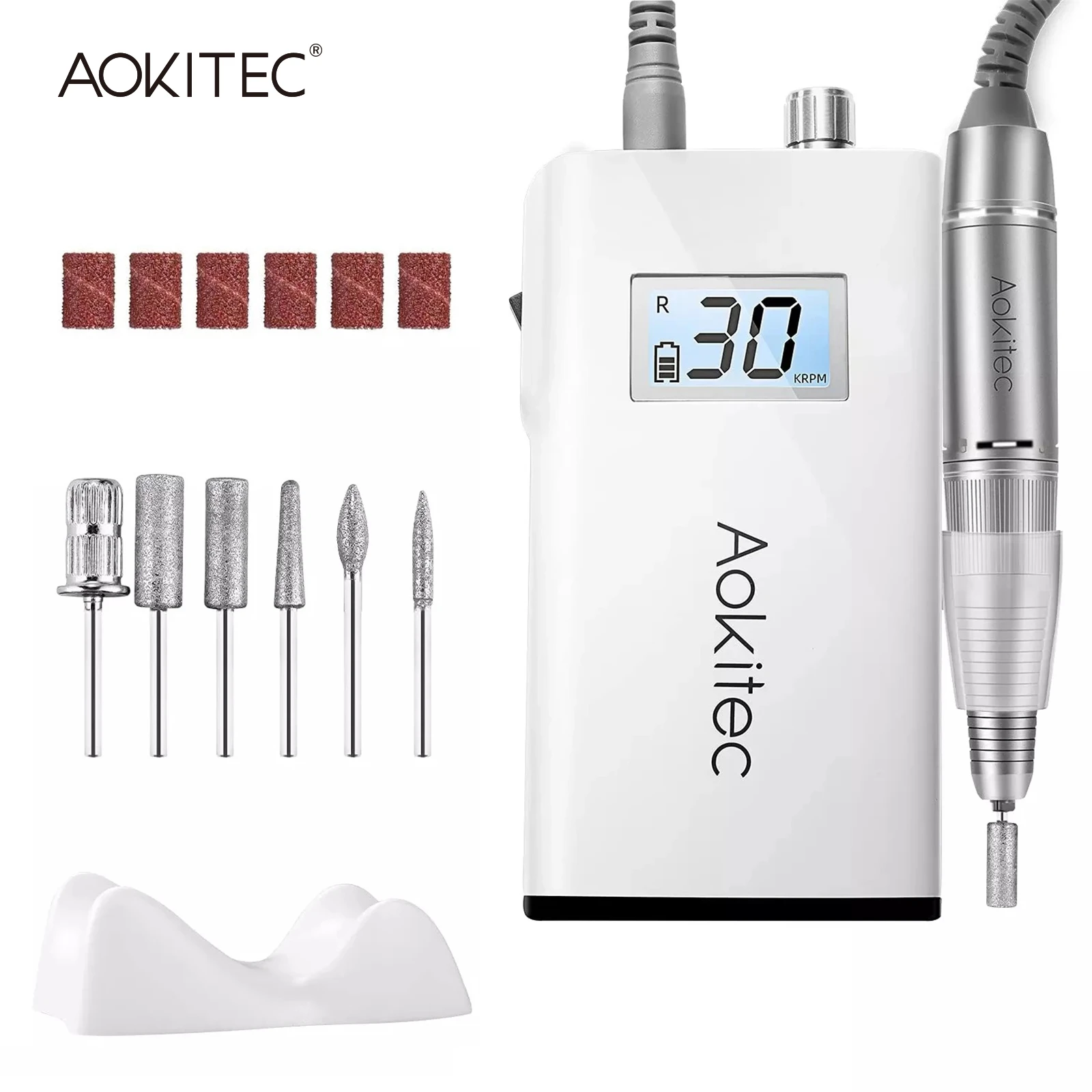 Aokitec Electric Nail Drill Portable Efile Nail File Kit For Acrylic ...
