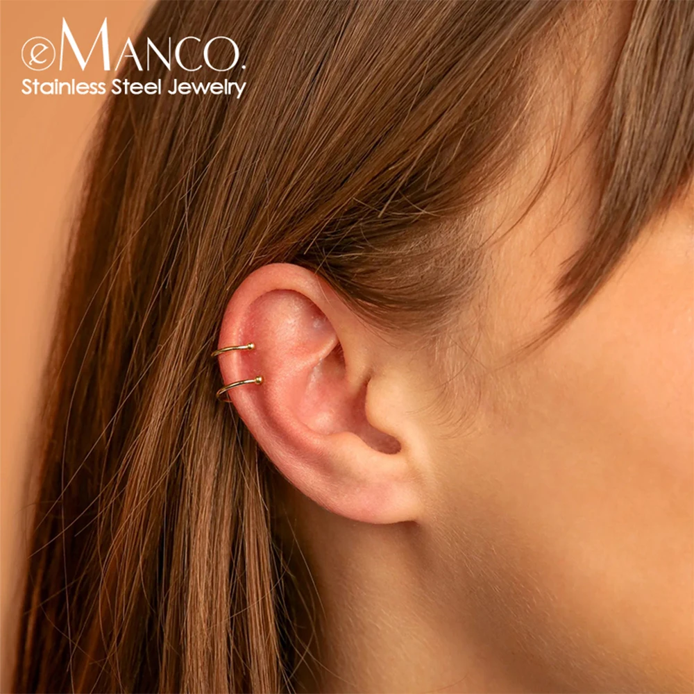 E-manco Trendy Stainless Steel Ear Cuff Earrings For Women Clip On ...