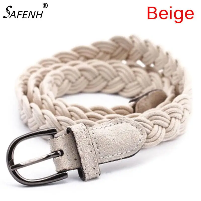 102cm Women Brown White Weave Belt Hemp Rope Braid Belt Female Belt For ...