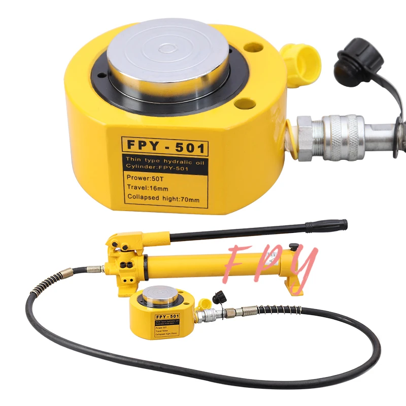 1 Set Thin Type Hydraulic Cylinder Fpy-501 Hydraulic Lifting Jack With ...