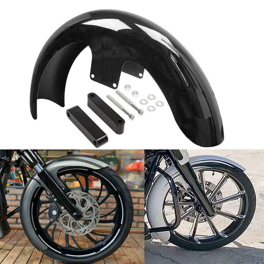 Motorcycle Vivid Black 19" Wheel Wrap Front Fender For Harley Touring ...