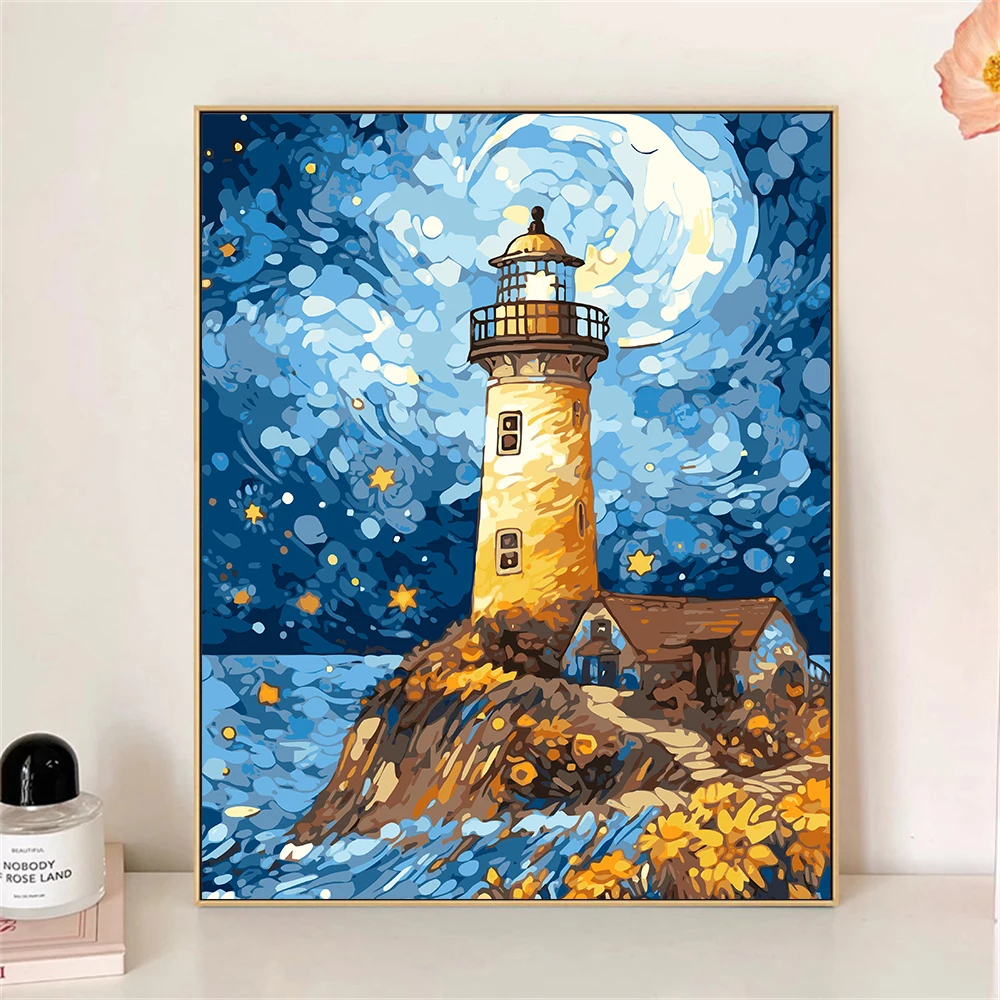 Painting-by-Numbers-For-Adult-Kit-Lighthouse-At-Sea-DIY-Dropshipping ...
