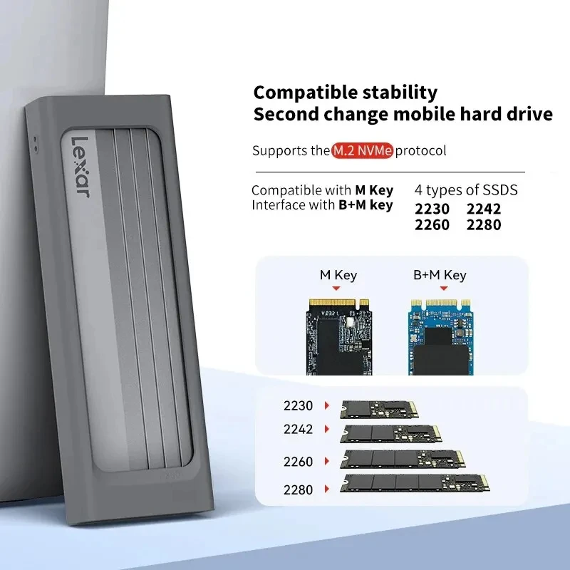 Original-Lexar-SSD-Enclosure-E300-M-2-Case-Nvme-Type-C-USB-3-2-Gen2 ...
