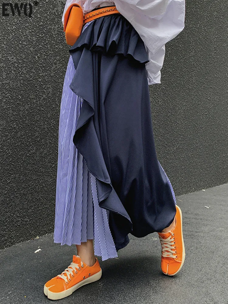 EWQ-Elegant-Striped-Irregular-Patchwork-Skirts-Spring-Autumn-2024-New ...
