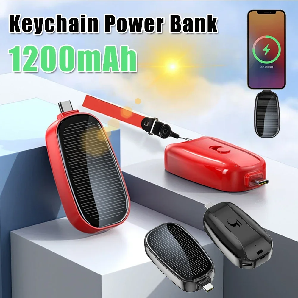 Solar-Power-Keychain-Phone-Charger-1200mAh-Portable-Type-C-Wireless ...