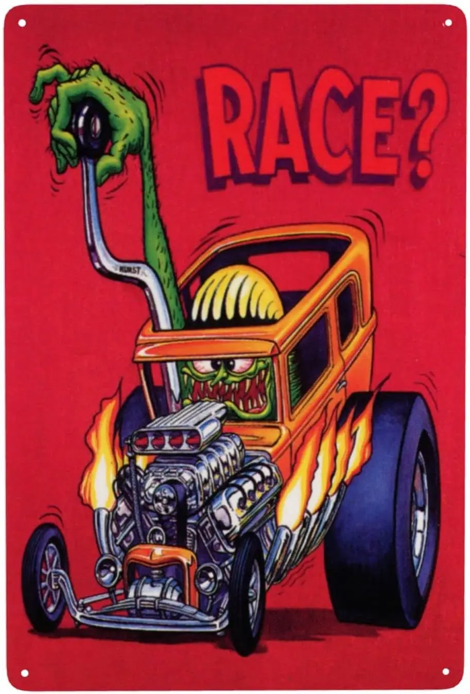 Vintage-Drag-Cartoons-Race-Car-Racing-Rat-Fink-Tin-Sign-Retro-Metal ...