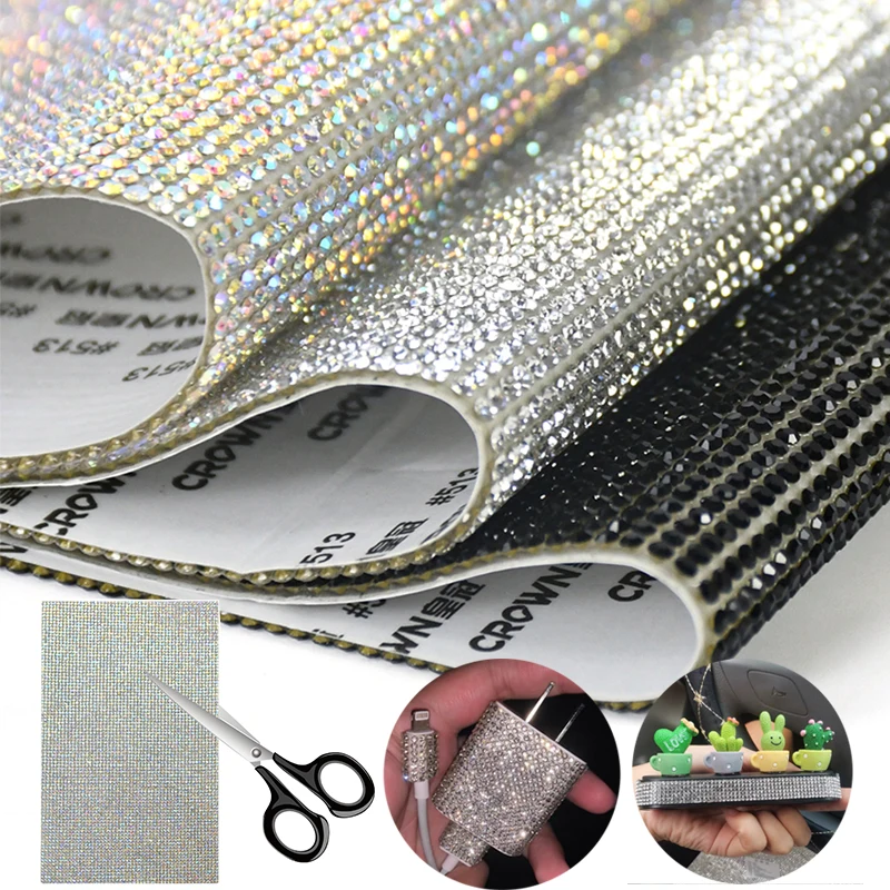 19x12cm-Glitter-Crystal-Rhinestone-Sticker-Self-Adhesive-Diamond-Ribbon ...