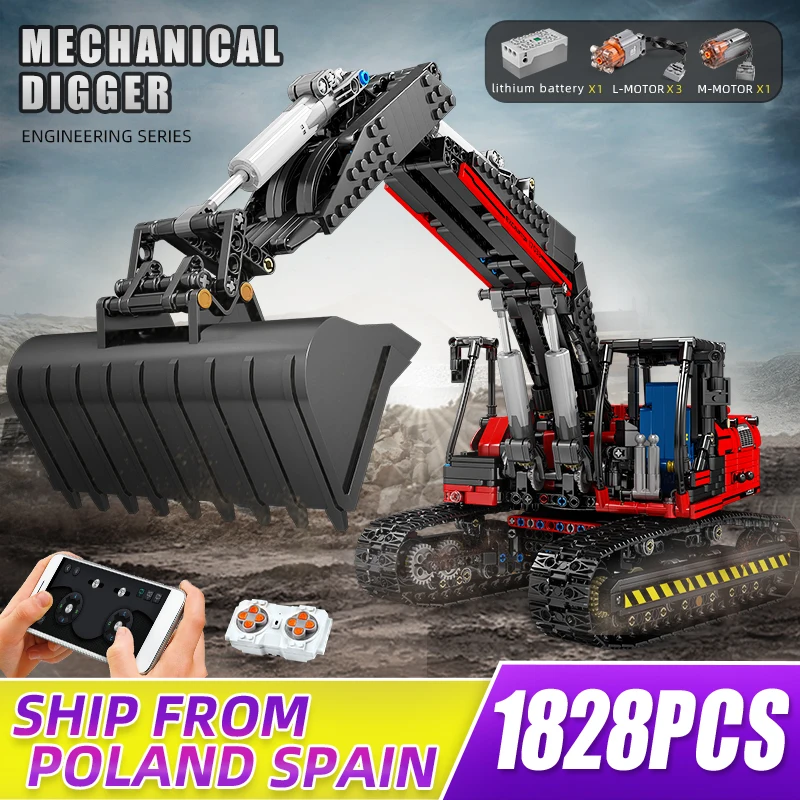 Mould King Technical Engineering Excavator Building Blocks Set Power ...