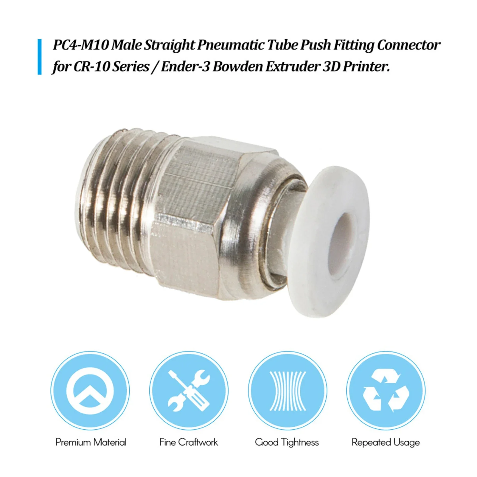 PC4-M10 Male Straight Pneumatic Tube Push Fitting Connector for CR-10 ...