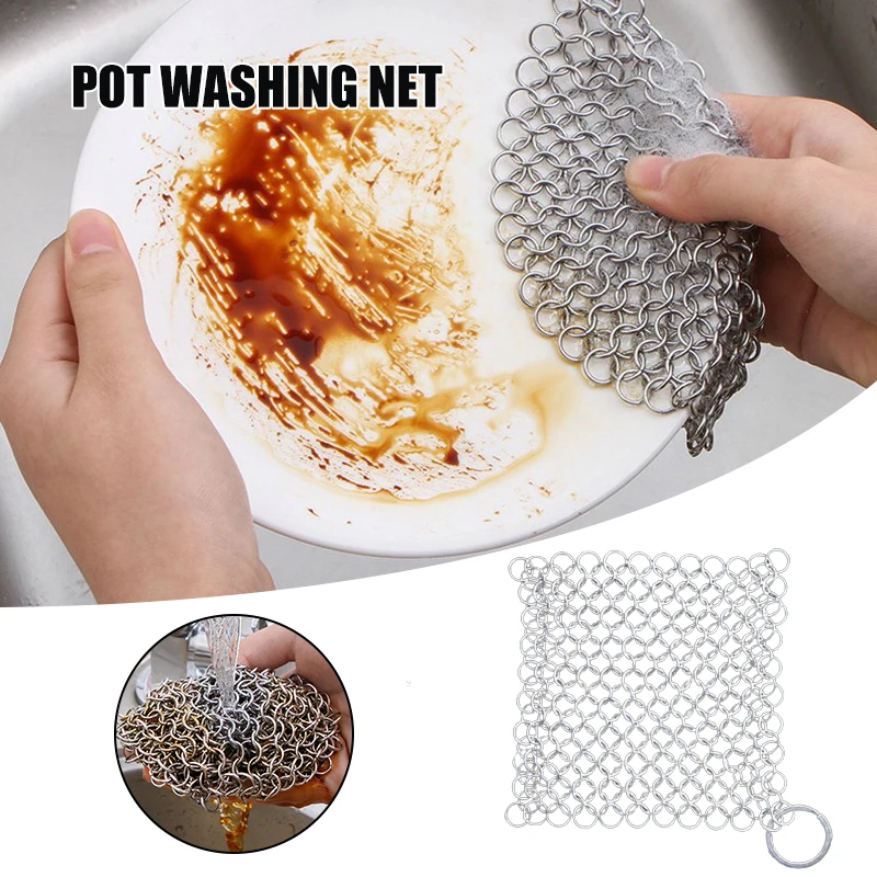 Stainless Steel Chainmail Scrubber | Stainless Steel Cast Iron Scrubber ...