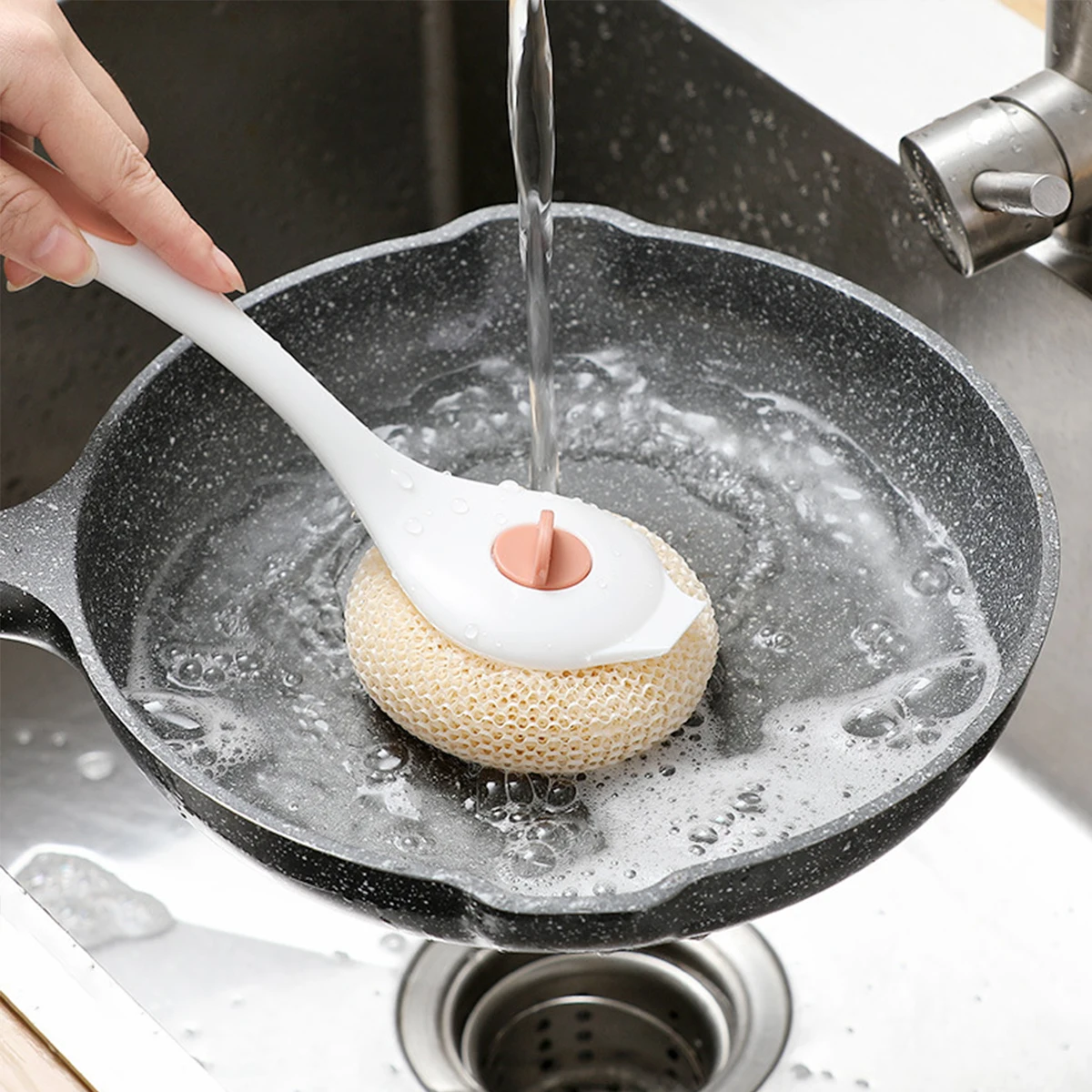 One-container-long-handle-pot-brush-kitchen-cleaning-ball-degradable ...