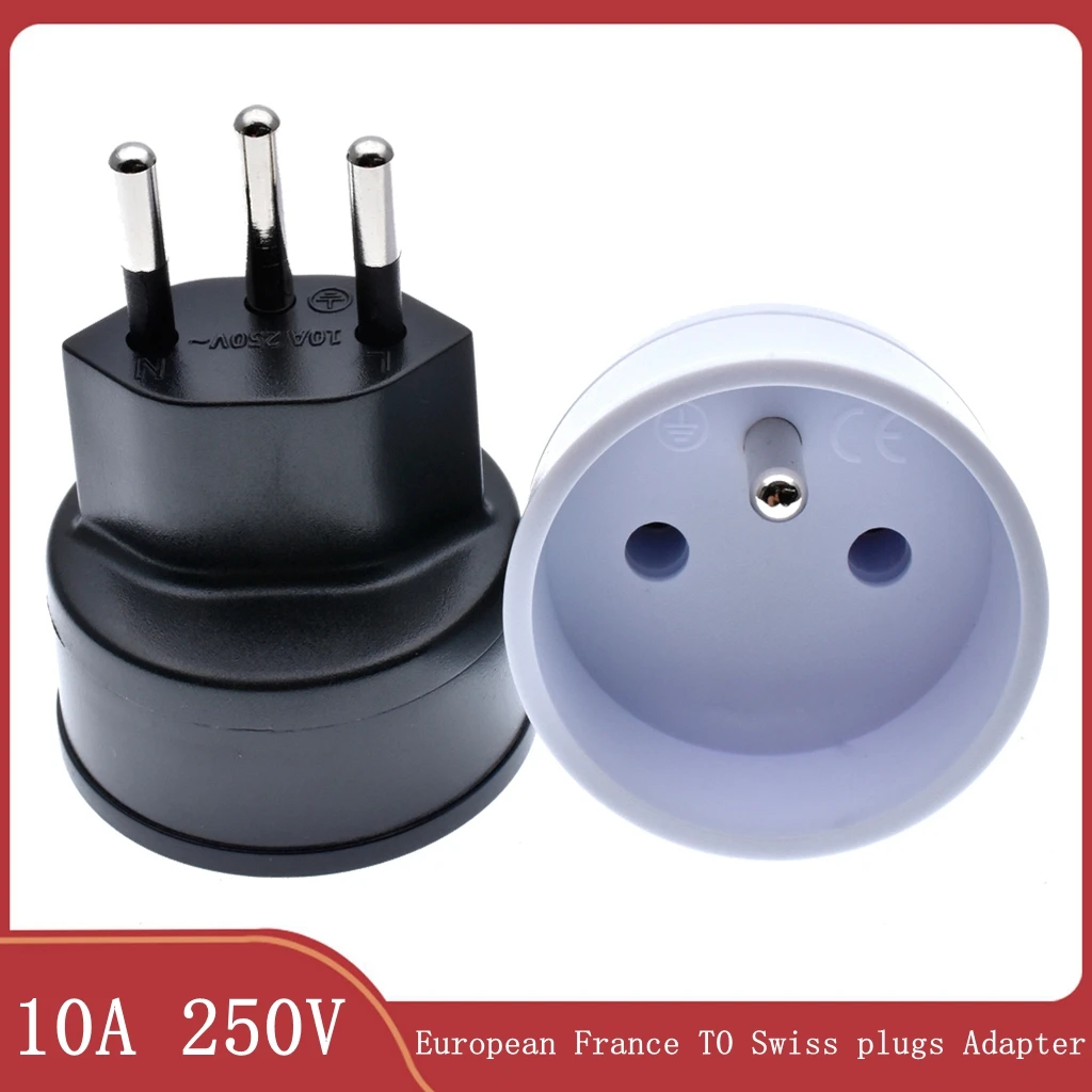 European France TO Swiss plugs Travel Adapter 3 pin plug 10A 250V Power ...