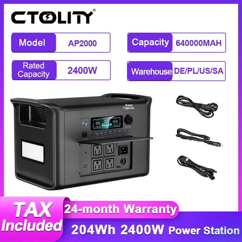 2400W Portable Power Station 2048Wh Lifepo4 Battery Outdoor Pure Sine ...