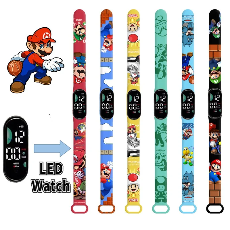 Super Mario Bros reloj electrónico LED para niños, pulsera táctil ...